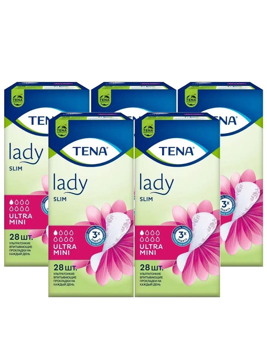 Прокладки женские Tena Lady Ultra Mini, урологические, 28 шт, комплект: 5 упаковок