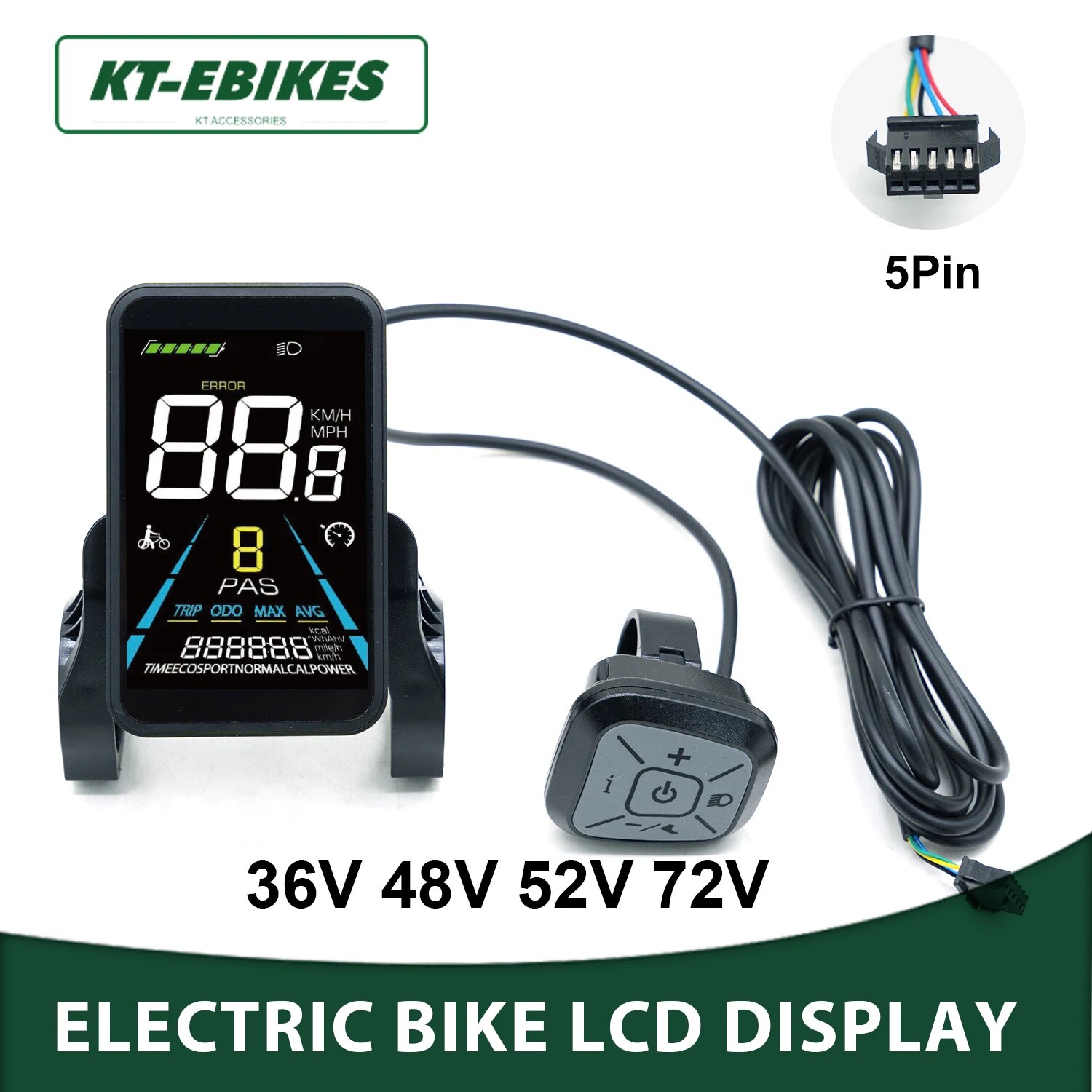 Электровелосипедный дисплей YL81F черный 36В 48В 52В 72В 48V-72V