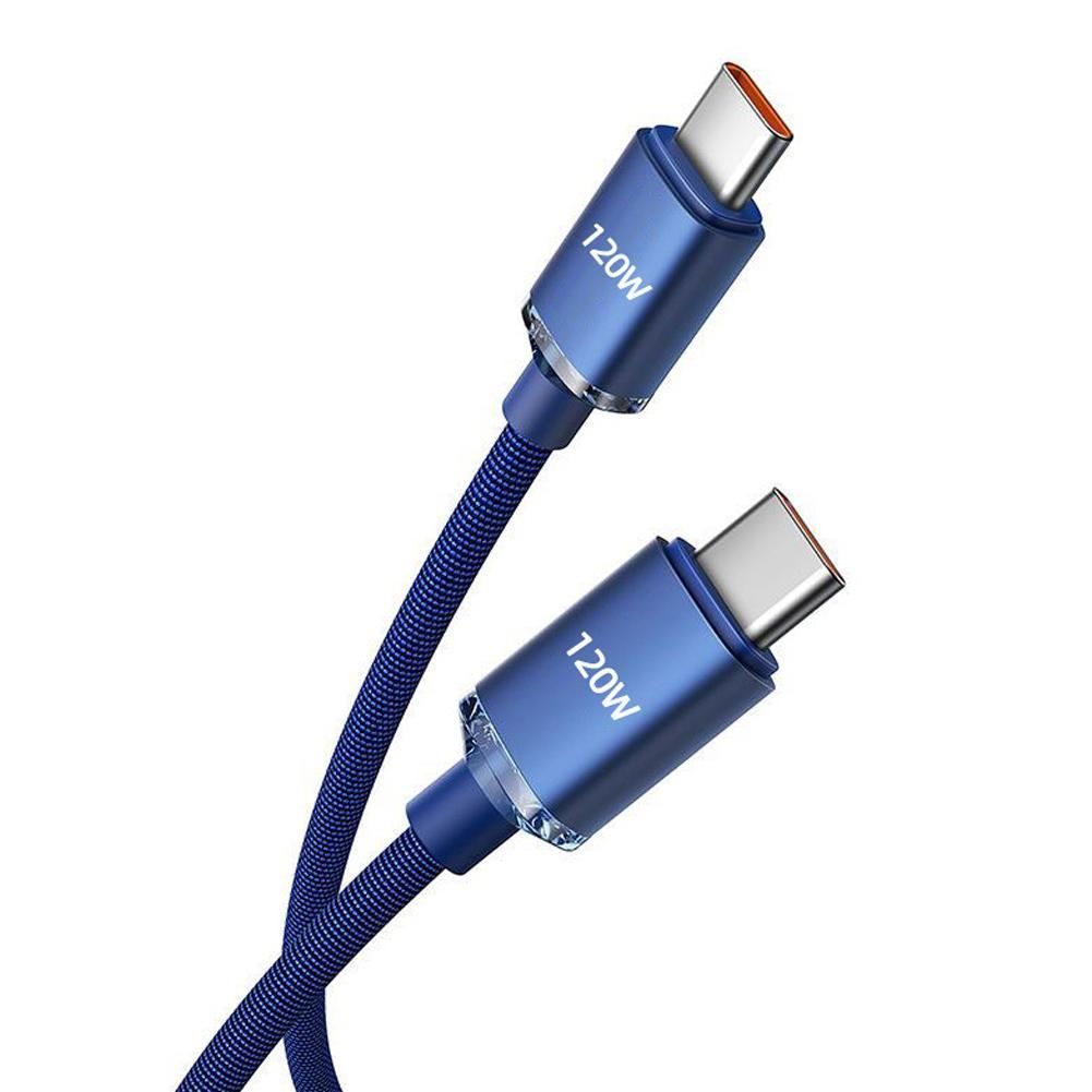 Кабель USB-C двойной с быстрой зарядкой 120 Вт, подходит для iPhone 16, Huawei, ноутбуков и автомобиля