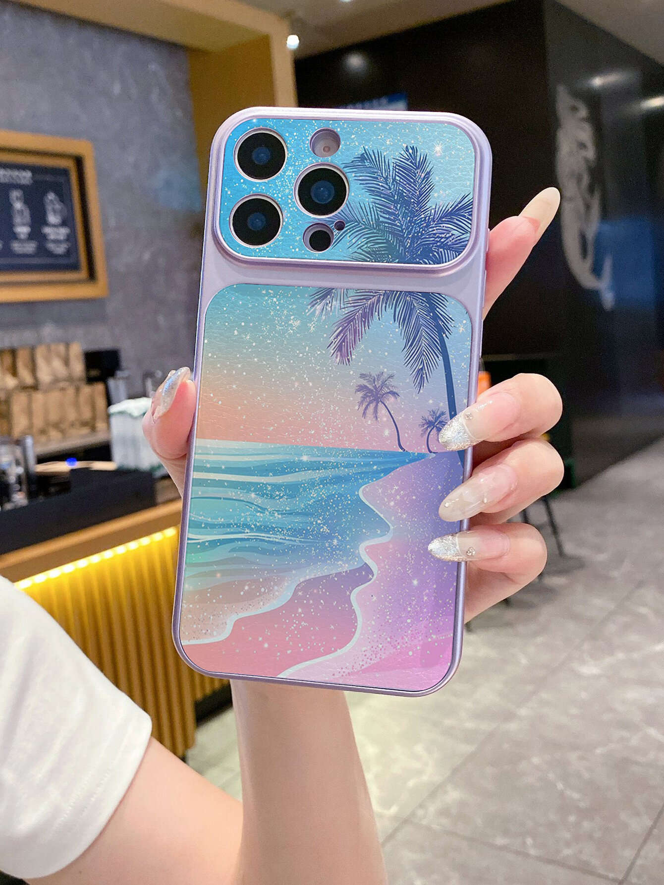 Чехол для iPhone 14 Pro Max(айфон 14 Про Max) из двух частей из искусственной кожи, пляжная кокосовая пальма, мягкая обложка из кокосовой пальмы