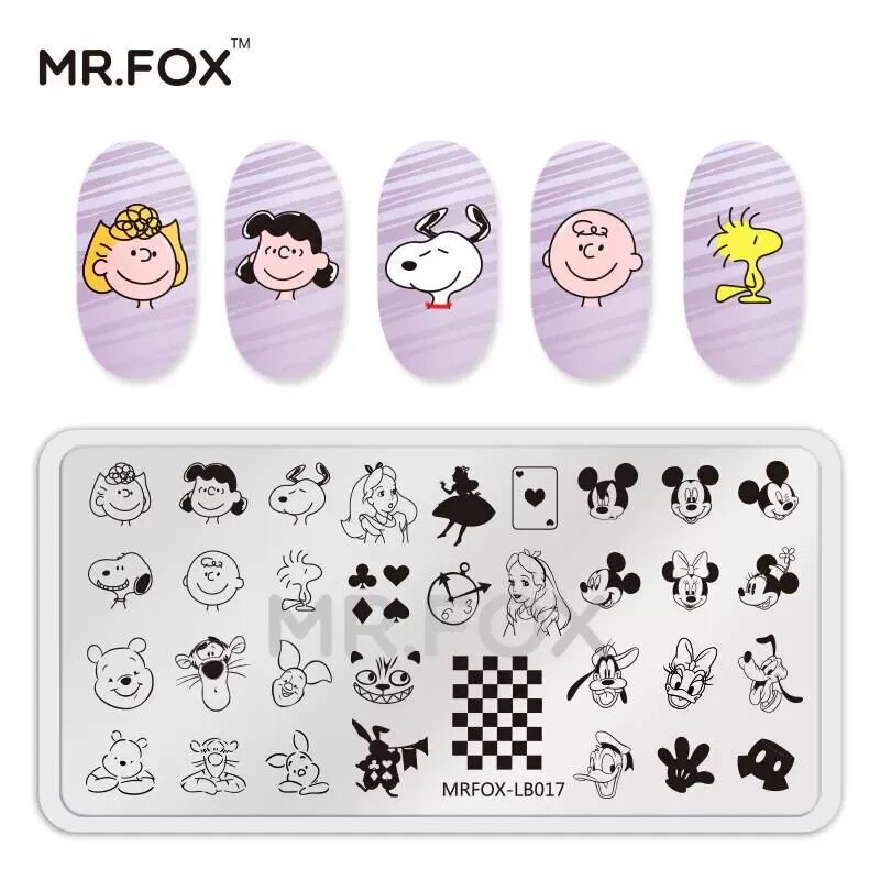 Fox Mr. Премиум суккулентный рисунок лисы Шаблон для маникюра, 1 шт