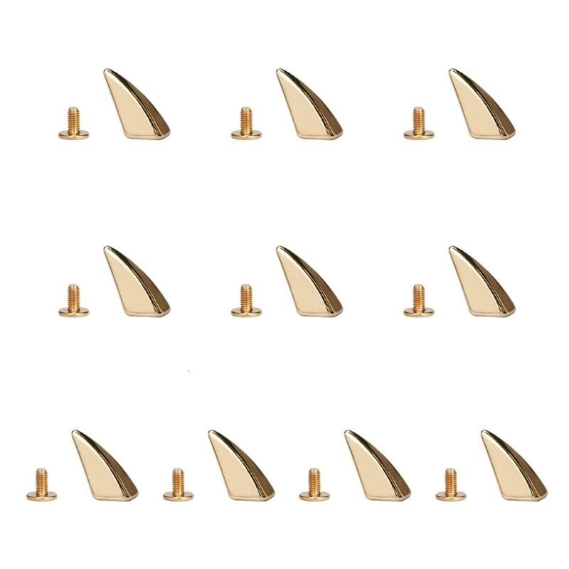 Бронзовые заклёпки для ремней и ошейников, Светло - золотой - 10 рожков 11x16