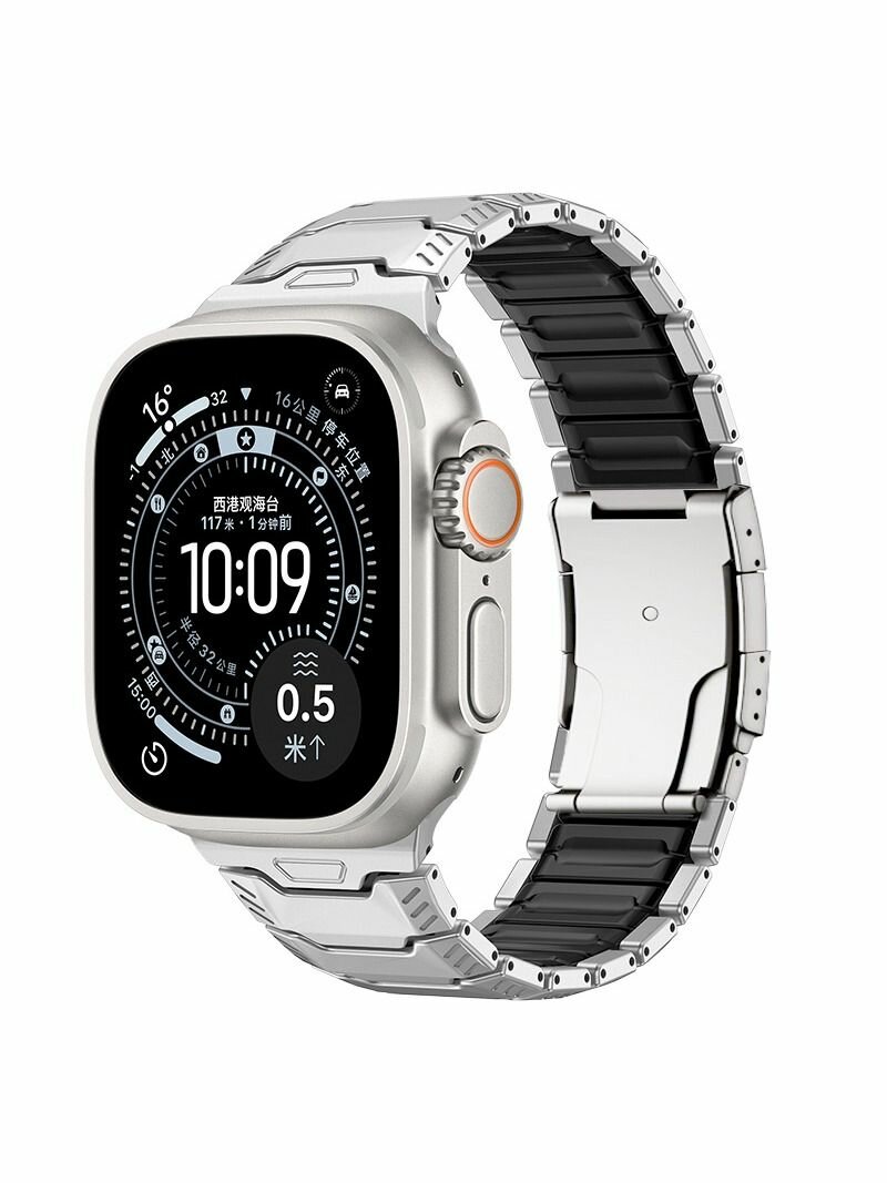 Флуороэластомерный резиновый ремень из сплава цинка для Apple Watch Ultra 3 2 49 мм 10 11 46 мм Магнитная лента