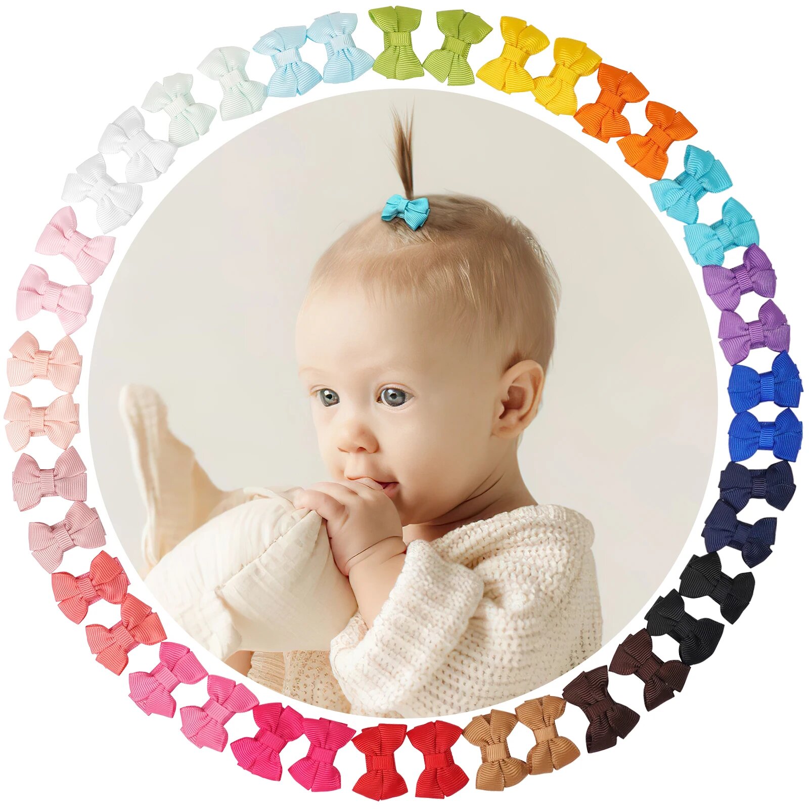 Мини-бантики для девочек, 40 шт, репсовая лента, 1,4 дюйма Style 2 40pcs-1