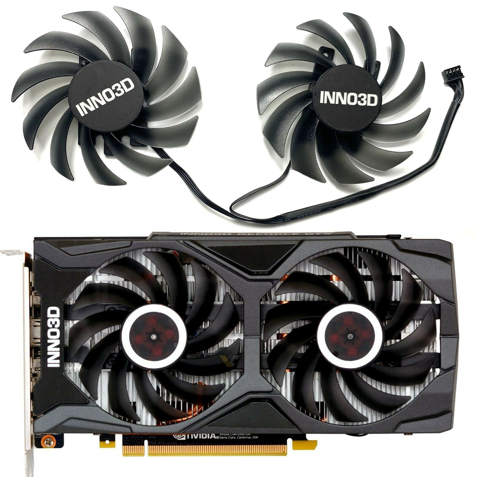 Вентилятор 75 мм MyPads для охлаждения видеокарт INNO3D P106-100, GTX1660, GTX1660 Ti, комплект 2 шт.