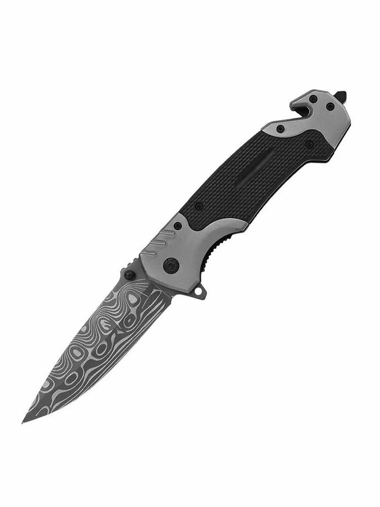 Лист тактика Складной нож, длина лезвия 9.7 см, тактический, дамасская сталь