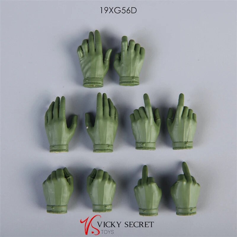 Перчатки для фигурки 1/6, зеленые, 19XG56D