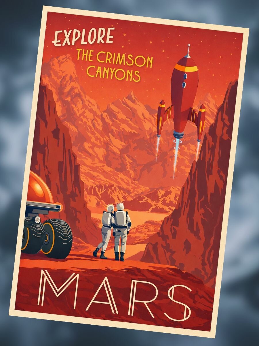 Постер "Каньоны Марса", 29.7х42см, А3, глянцевый