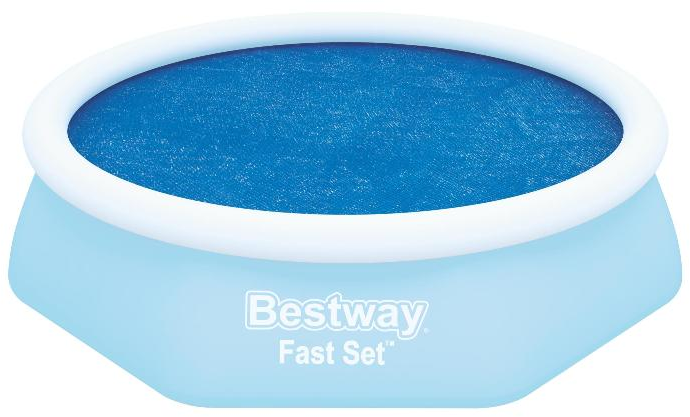 Тент для бассейна Bestway / Бэствэй Fast Set ПВХ полипропилен, с надувным бортом, диаметр 206см, длина 244см / защита от пыли и мусора