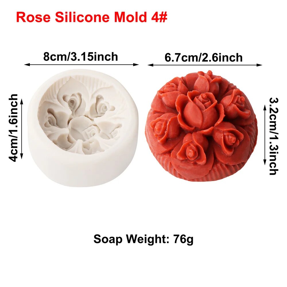 Силиконовая форма для мыла "Роза", Rose Mold 4