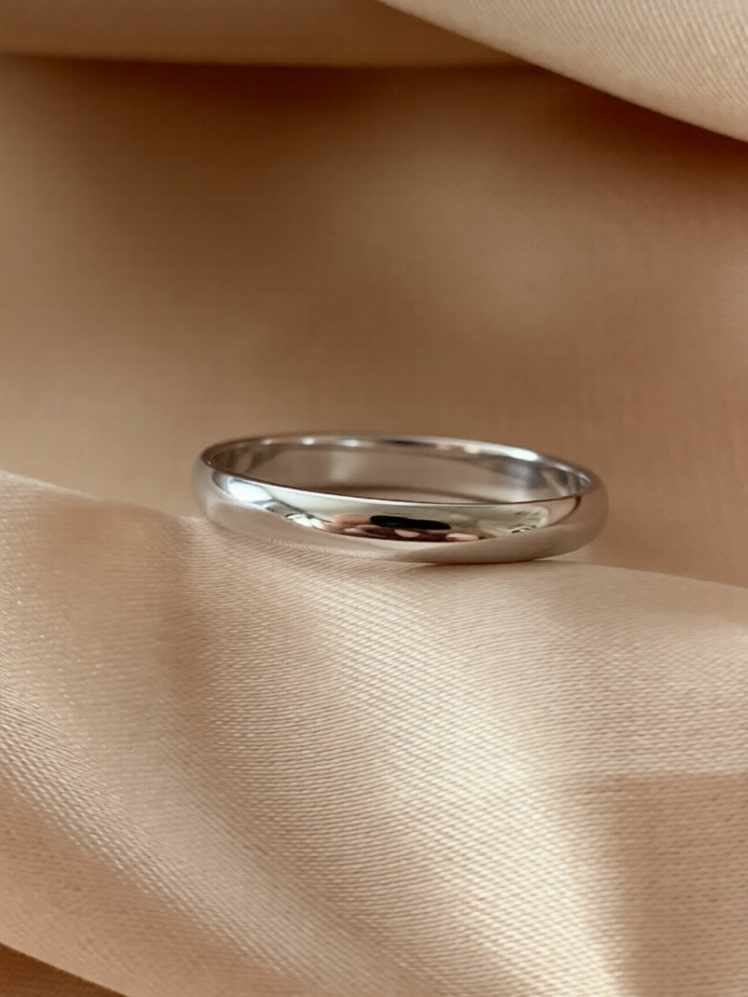 Кольцо тонкое, обручальное, серебро, 925 проба