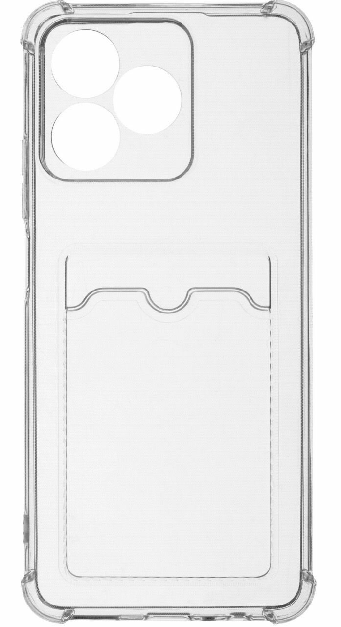 Прозрачный чехол с карманом для Realme C53/C51/Note 50 защитный / Чехол накладка на Реалми Ц53/Ц51/Нот 50 прозрачная, с картхолдером