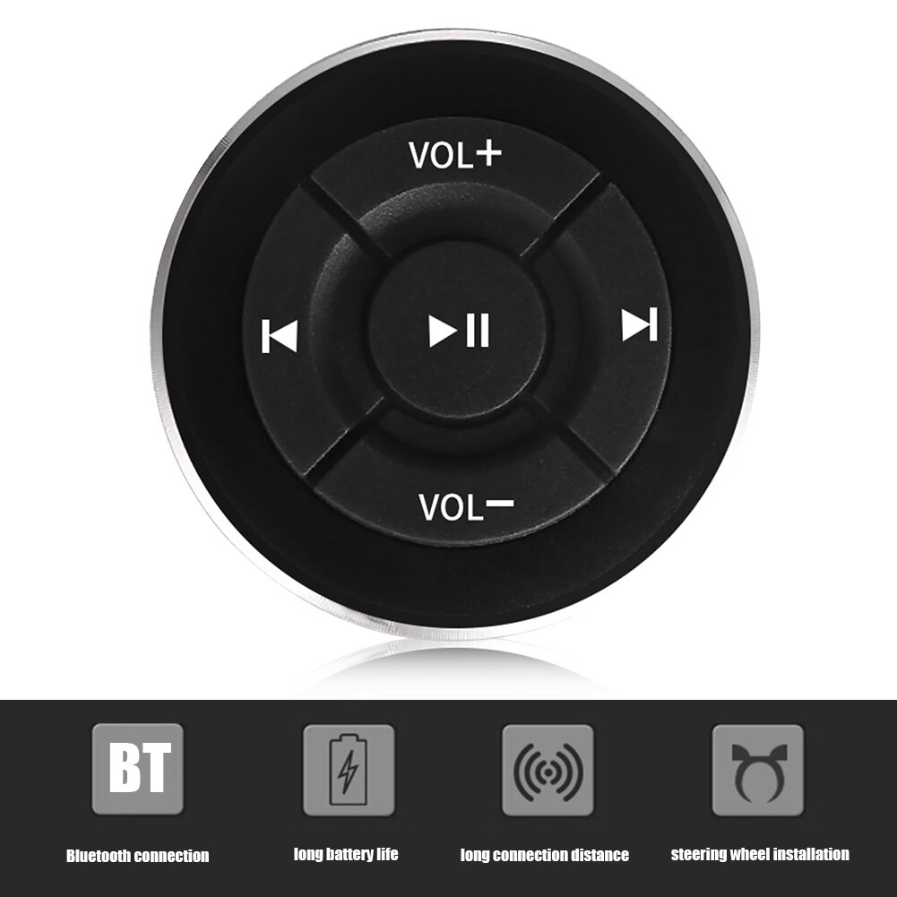 Беспроводная Bluetooth-кнопка для управления мультимедиа и съёмки — компактный пульт на руль, радиус до 12 м