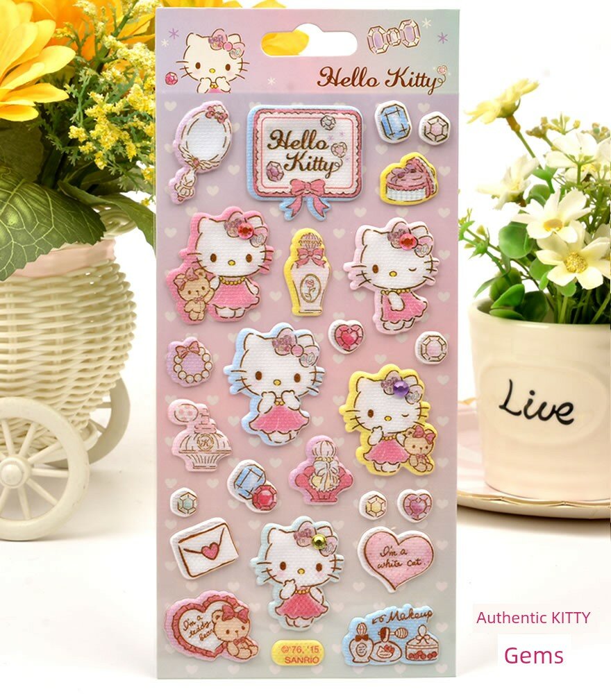 Набор стикеров Hello Kitty 3D Bubble с гем-дизайном, милые кавайи стикеры для блокнотов и ежедневников