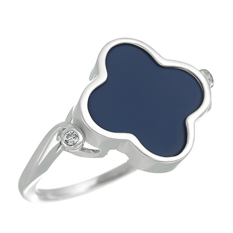 Кольцо, серебро, 925 проба, фианит, керамика