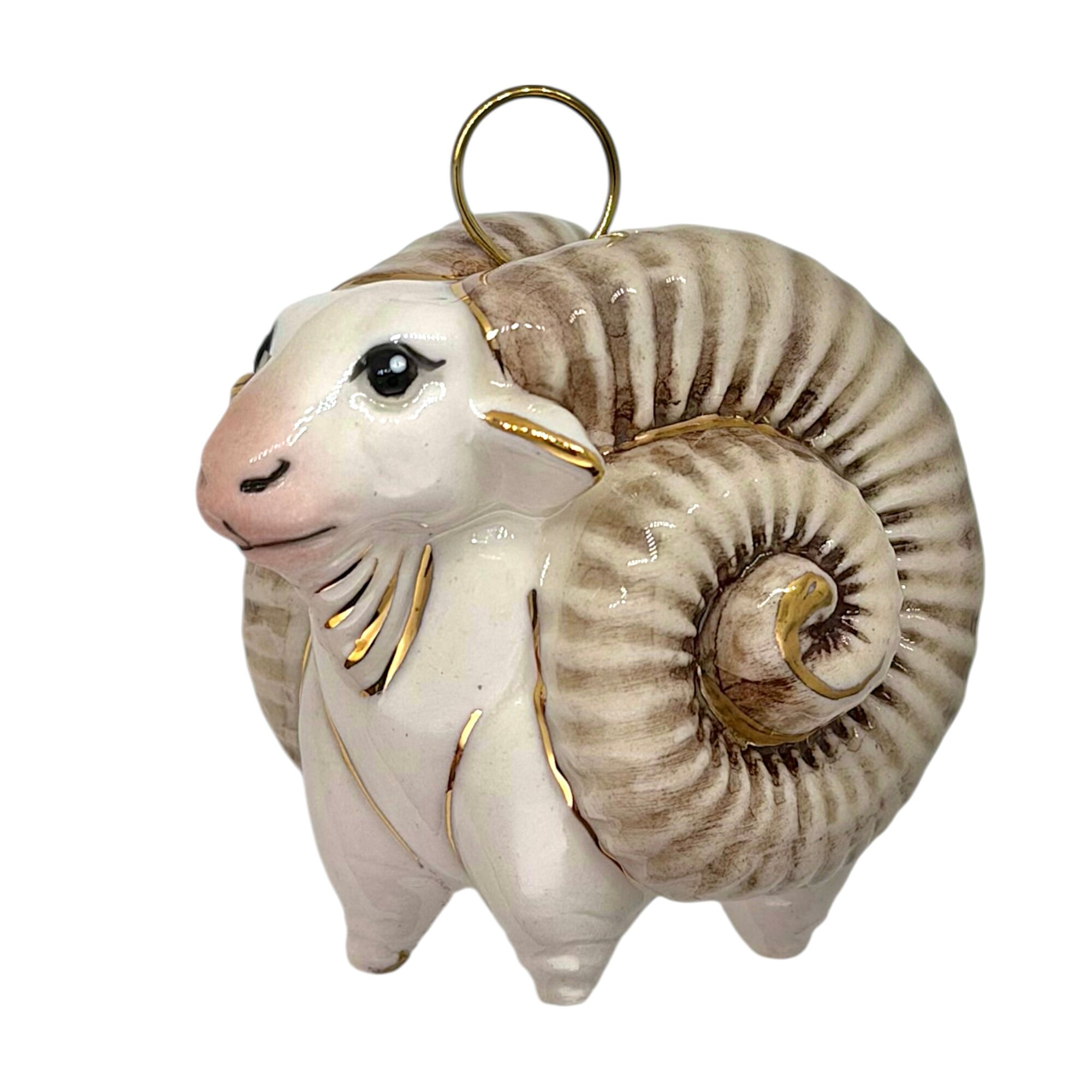 Ёлочная игрушка "Козлик, рожки-ракушки" (Фарфоровая мануфактура СПб)