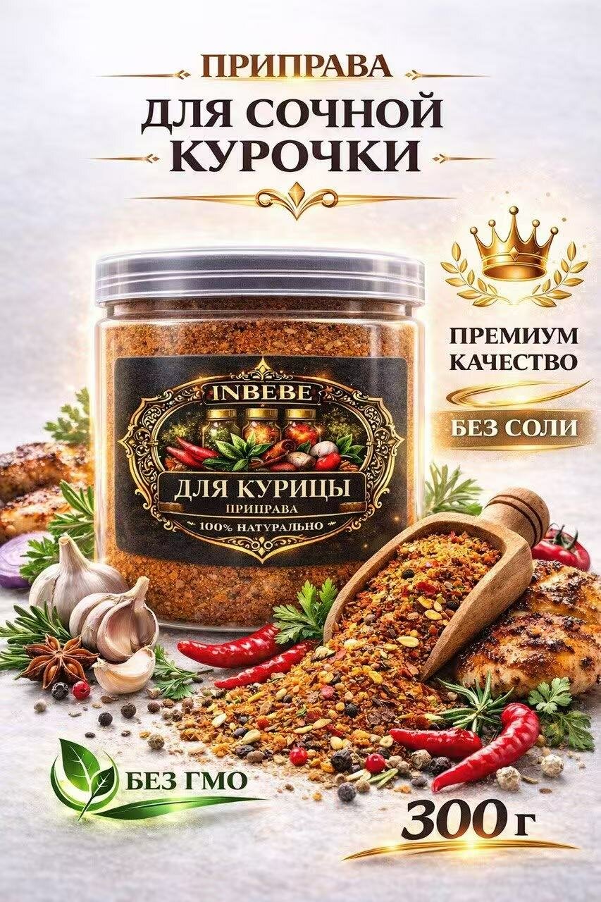 Золотая Курочка — приправа для курицы без соли 300 г, смесь специй для запекания, жарки и гриля