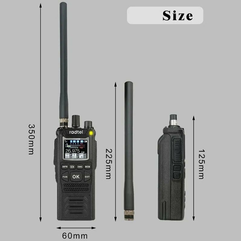 Портативная рация Radtel CB-10, 27 МГц CB-радиостанция, любительский трансивер 4Вт 12В, AM/FM CB каналы 26-27 МГц, аккумулятор 4100 мАч для грузовиков