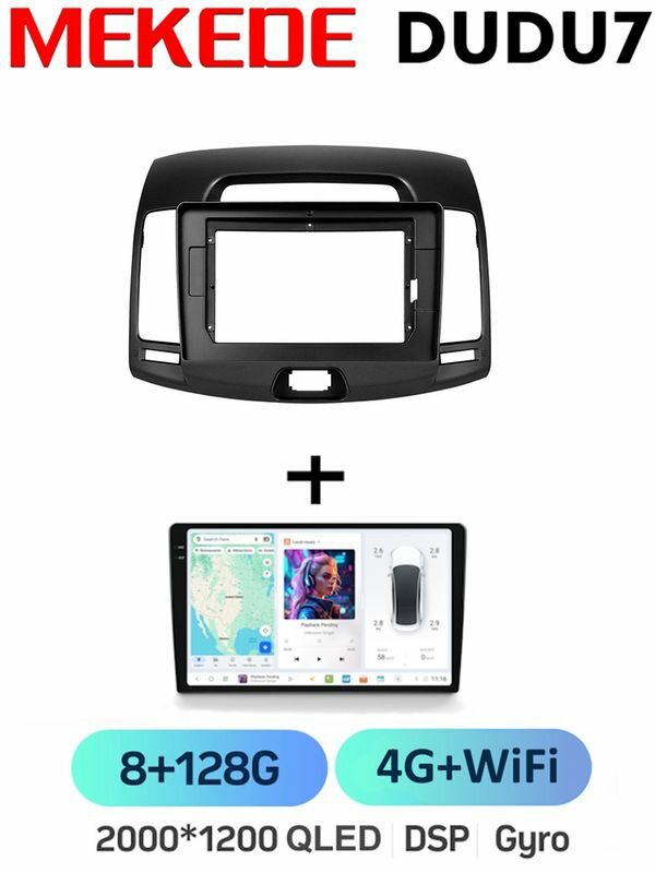 Магнитола 9" Mekede DUDU7 8/128 Gb для Hyundai Elantra 4 HD 2006-2012 carpay Android