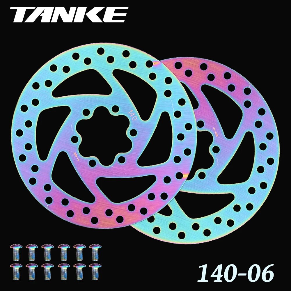 TANKE Дисковые тормозные диски 140/160/180/203 мм, набор из 2 шт, черные 140-06 colorful 2pcs