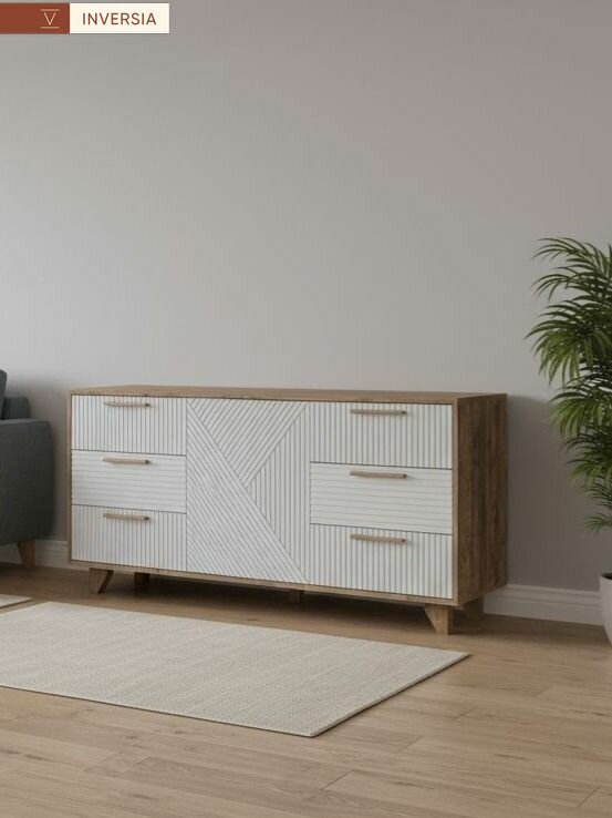 Комод INVERSIA Гард 150см, дуб самдал, белый софт матовый, фабрика