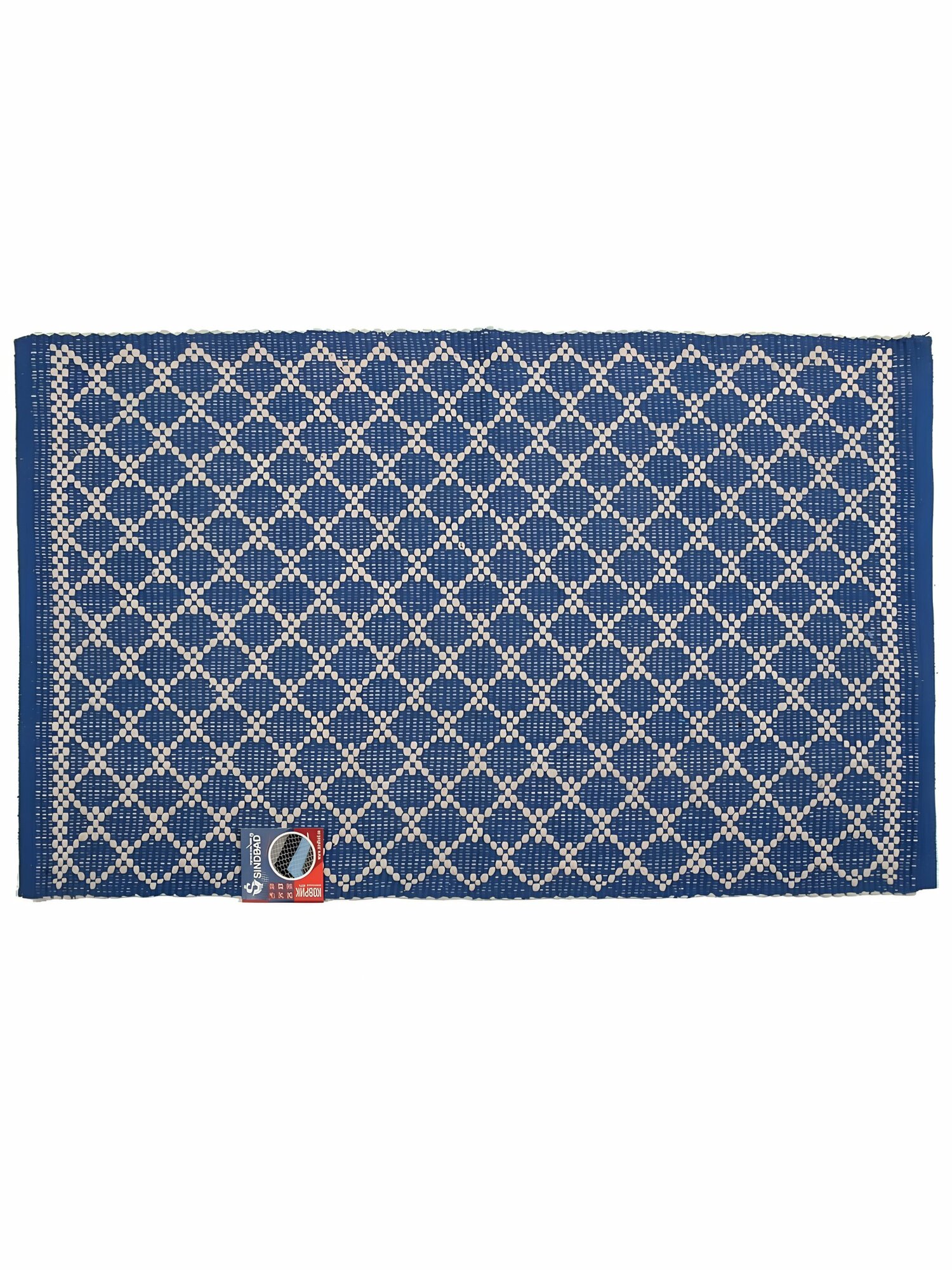 Коврик грязезащитный, 60х100 см, прямоугольный, хлопок, толщина 5 мм, ручного плетения, синий, SINDBAD, 51496