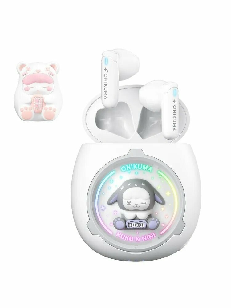 ONIKUMA Наушники беспроводные с микрофоном TWS, Bluetooth, USB Type-C, белый, слоновая кость