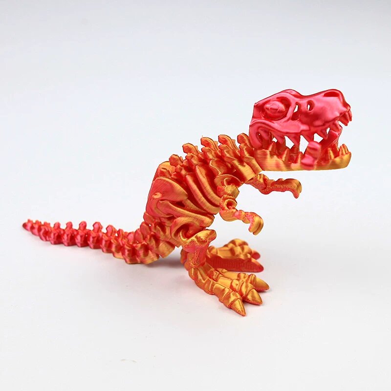 16 см Красно-золотой ночная светящаяся 3D-печатная динозавр-дракон игрушка для детей, с подвижными суставами, снимающая