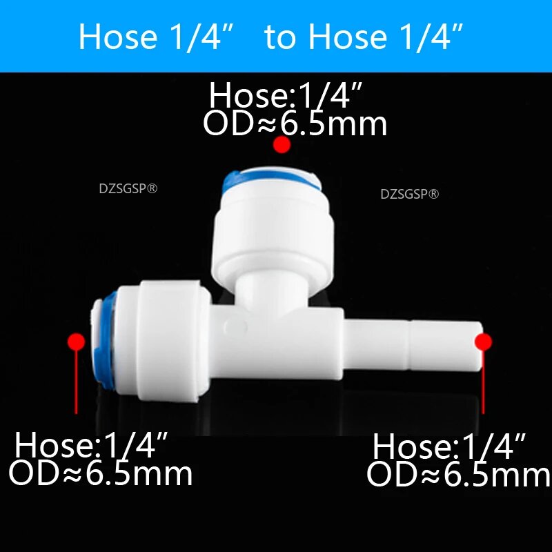 Тройник для шланга 1/4" (OD 6.5mm), Цвет: H1l4-H1l4-S1l4