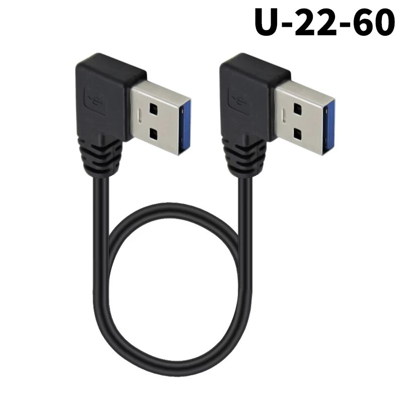 Черный кабель USB 3.0 мужской-мужской с правым-правым разъемом, длина 60 см для высокоскоростной передачи