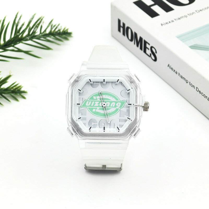 Fresh style цифровые кварцевые часы с круглым циферблатом и пластиковым корпусом для повседневных прогулок белый