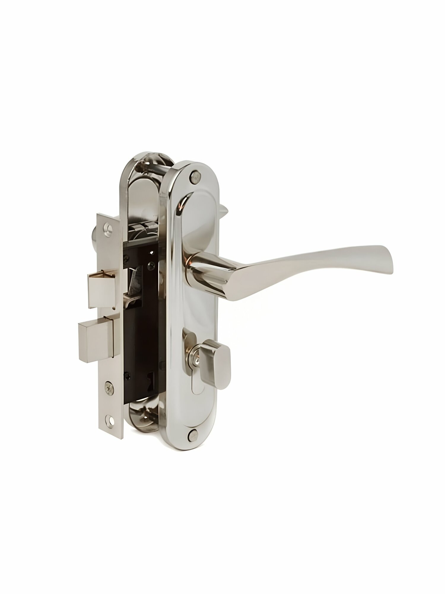 Замок врезной Avers 0823/60-C-NI, 17207, цилиндровый с ручкой в комплекте, цвет никель, межосевое расстояние 50 мм.