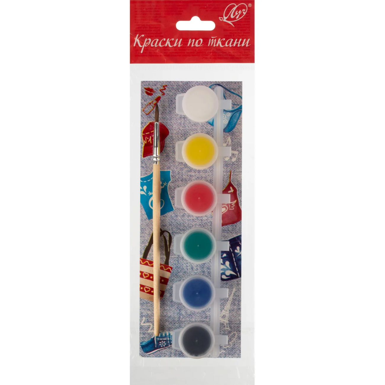Краски по ткани 6 цв. в блок-таре, 5 мл 32С 2146-08 набор Луч 2276006
