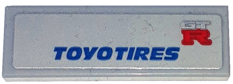 Tile 1 x 3 with Blue 'TOYOTIRES' and Red and Silver 'GTR' Pattern (Sticker) - Set 76917, 63864pb245 Light Bluish Gray U