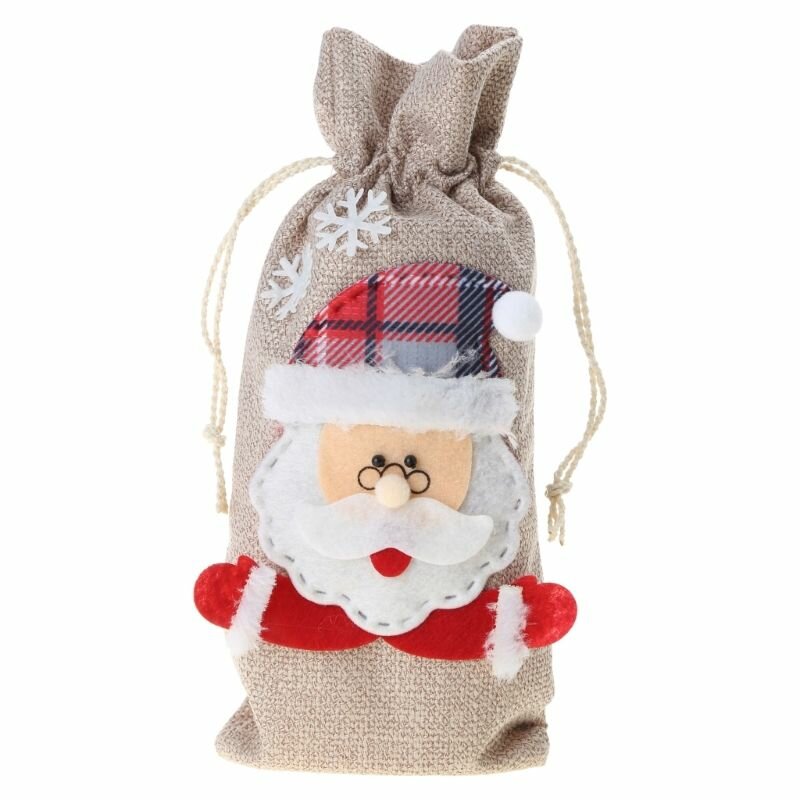 (1 шт) Рождественский чехол на бутылку в виде головы Санты