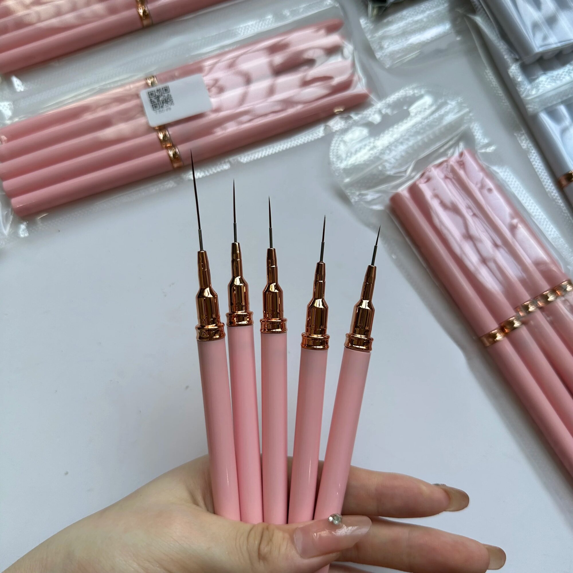 MAFANAILS Кисти для дизайна ногтей, 5 шт, pink