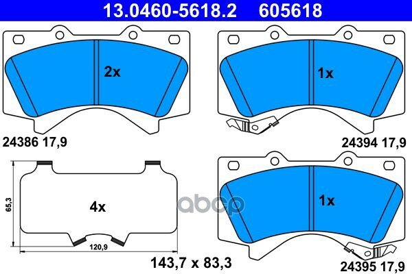 Колодки ПЕР TOY LAND CRUISER 4.6/4.7/4.5D 08- шт. Ate арт. 13.0460-5618.2