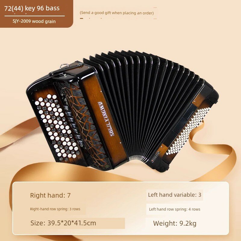 96-басовый баян-аккордеон с деревянной текстурой SJY-2009 для начинающих