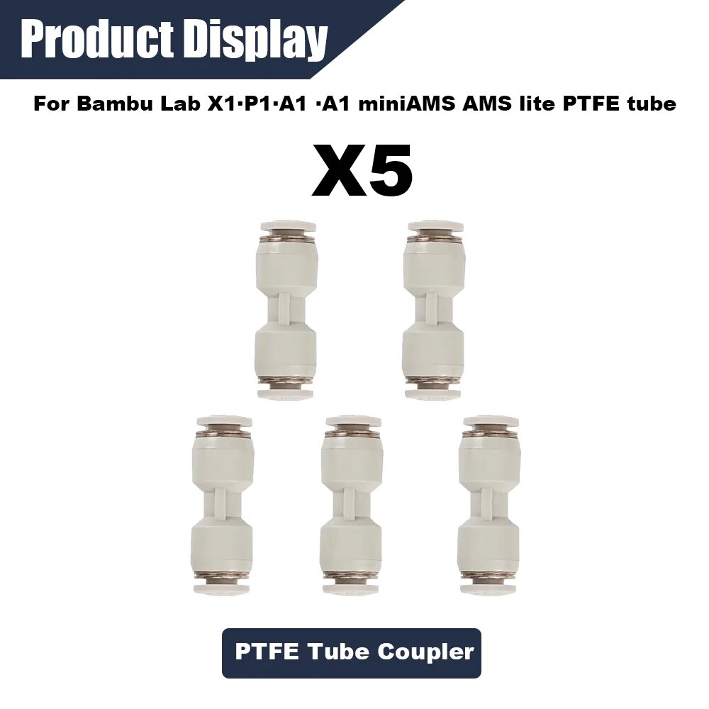 5 шт. PTFE Tube Coupler для Bambu Lab X1-P1-A1
