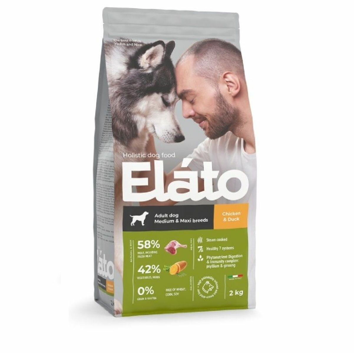 ELATO Holistic сухой корм для собак средних и крупных пород с Курицей и Уткой 2кг