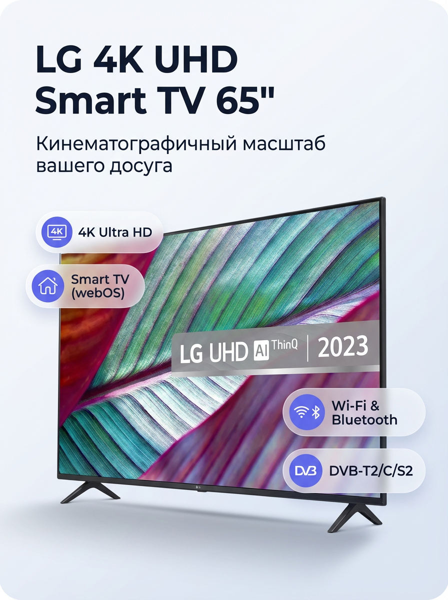 65" LG 65UR78006LK. ARUB черный 4K Ultra HD 50Hz DVB-T DVB-T2 DVB-C DVB-S DVB-S2 USB WiFi Smart TV