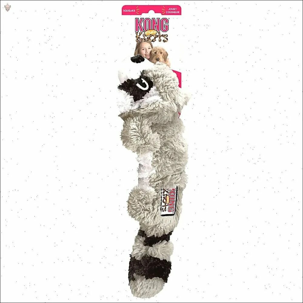 Kong Scrunch Knots Raccoon Игрушка для собак Енот с хрустящими узелками, 36 см