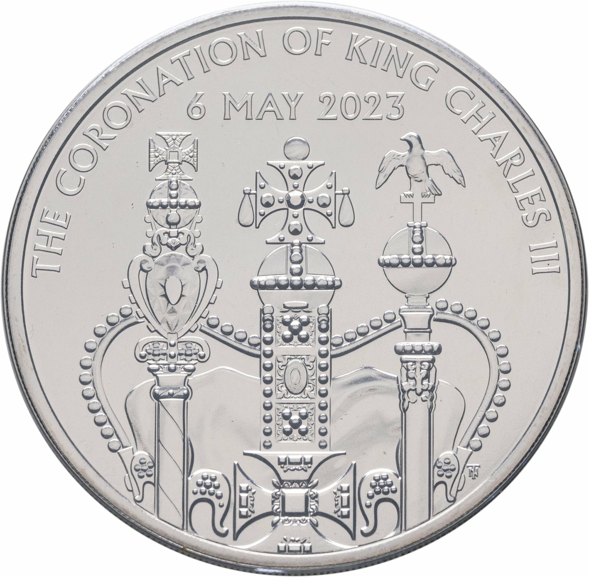 Великобритания 5 фунтов pounds 2023 "Коронация Короля Карла III" в буклете, Мельхиор медь-никель, в сохранности BUNC