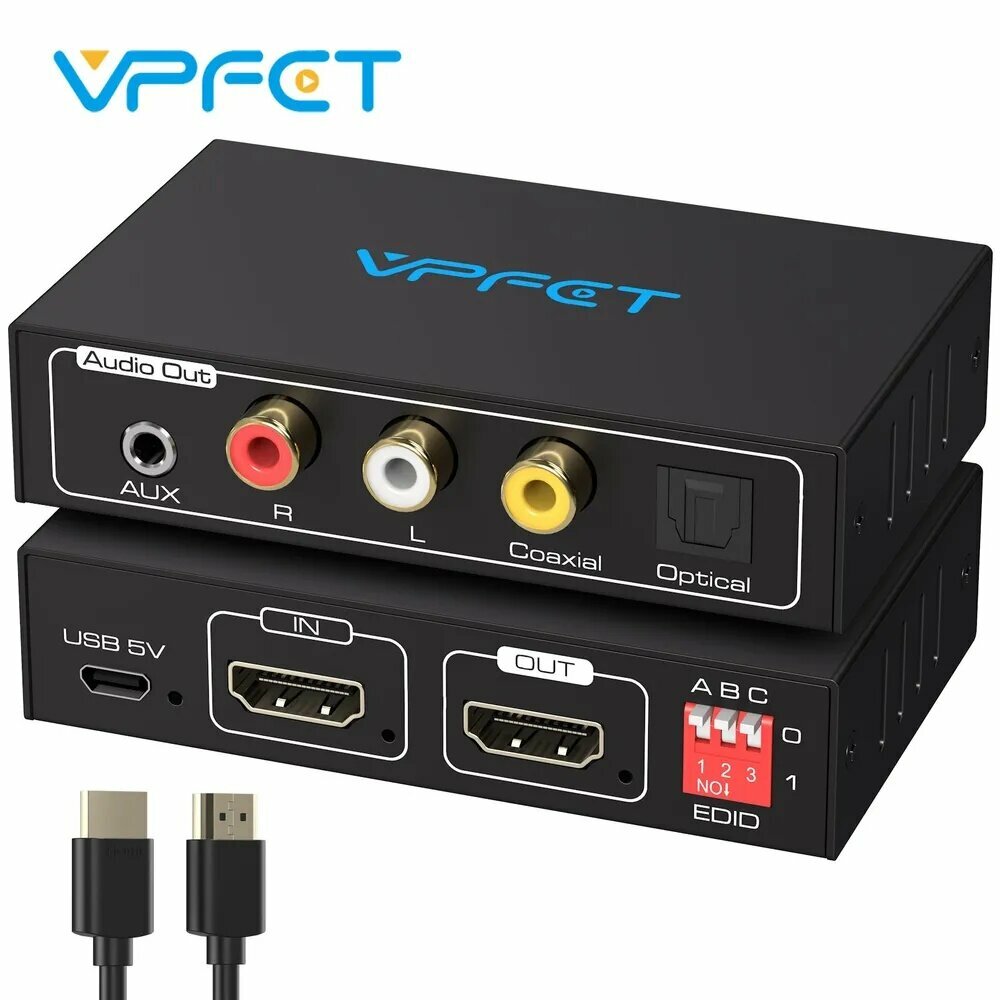HDMI аудиоэкстрактор 4K с оптическим и коаксиальным выходом, поддержка DTS 5.1, для PS4 PS5 Xbox Fire Stick