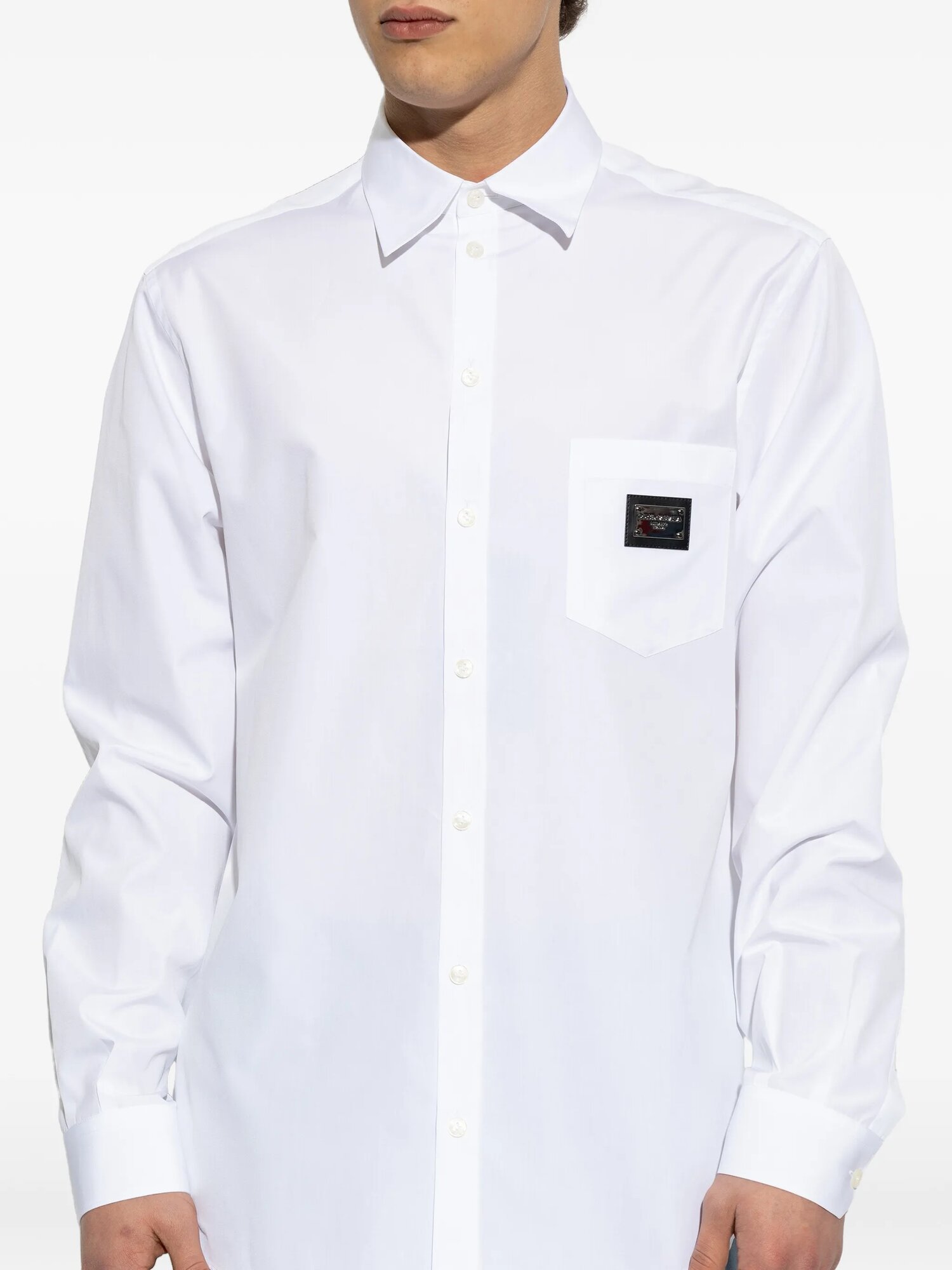 Рубашка DOLCE & GABBANA Logo-plaque shirt, размер 58, white — фото 1