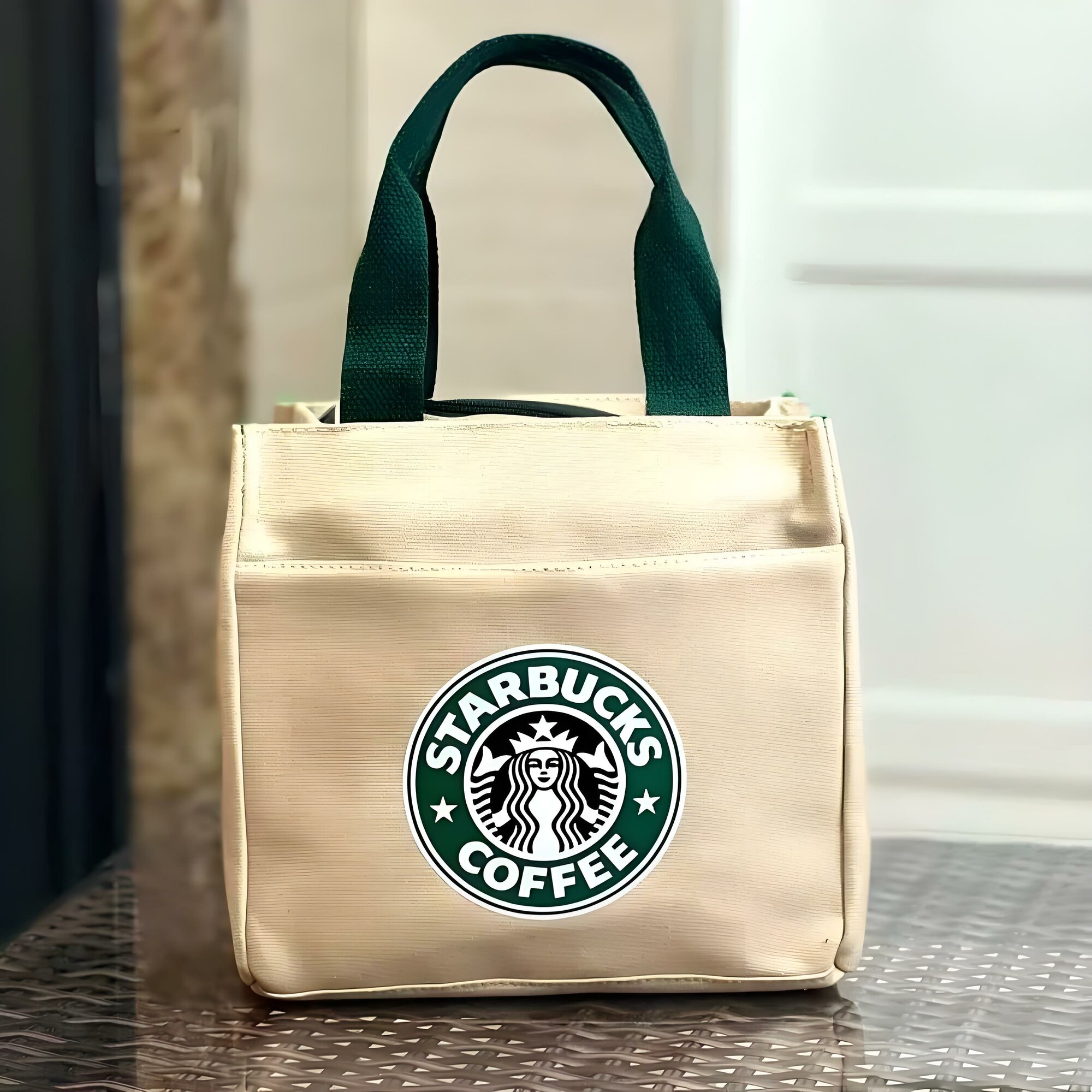 Термосумка Starbucks с 3-слойной изоляцией для еды и напитков, двойная молния, 5 цветов, ткань Оксфорд，бежевый