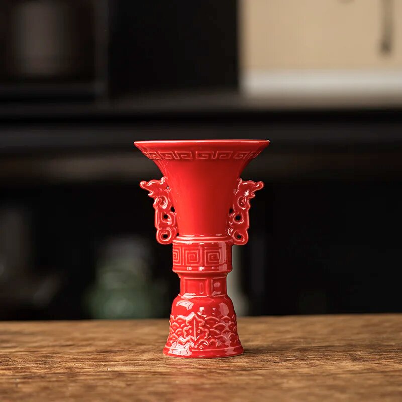 Керамическая чашка для чая NQYW Dehua Celadon Красный, Red porcelain cup
