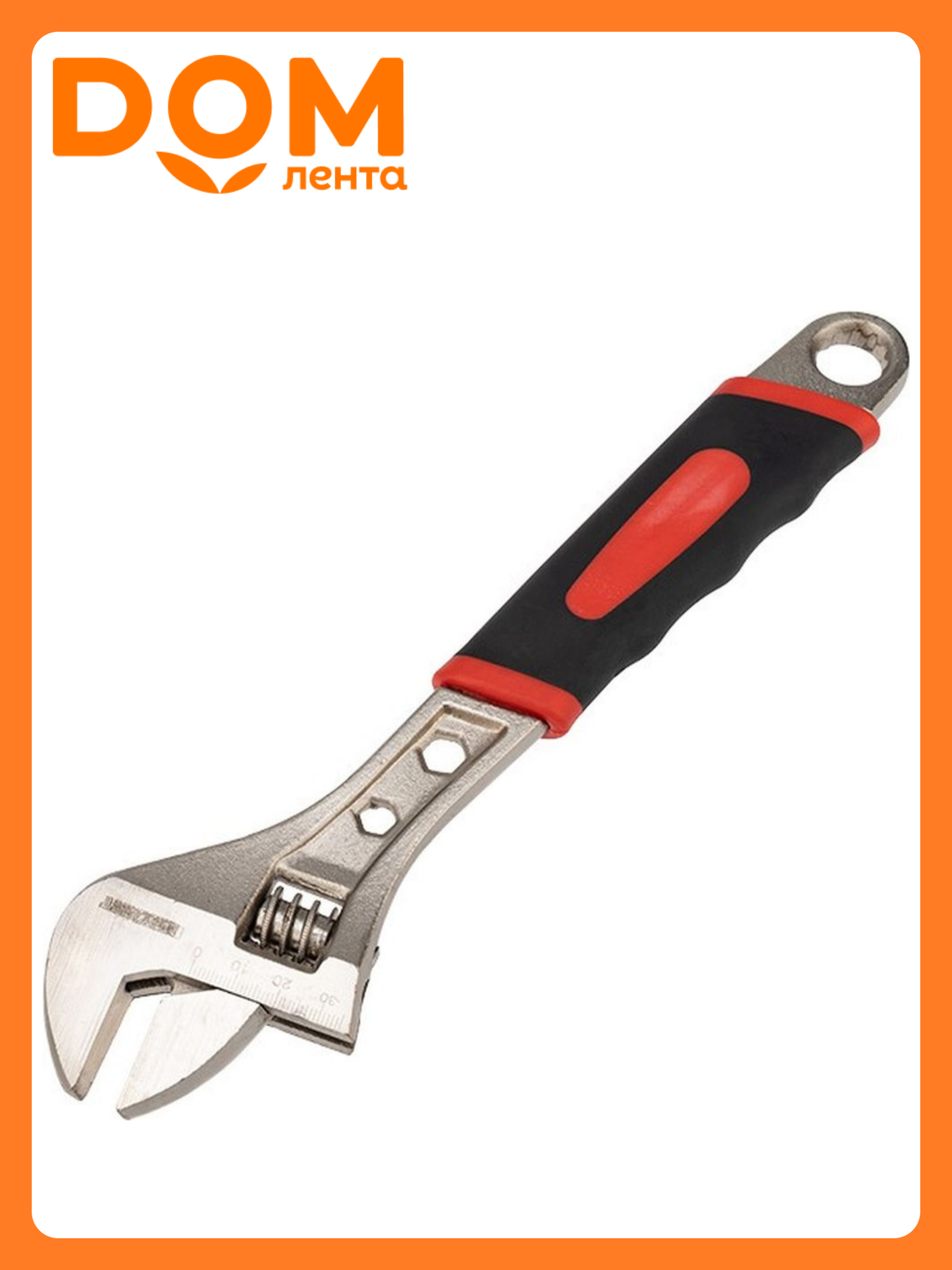 Разводной ключ REXANT 300 мм никелированный, двухкомпонентная рукоятка