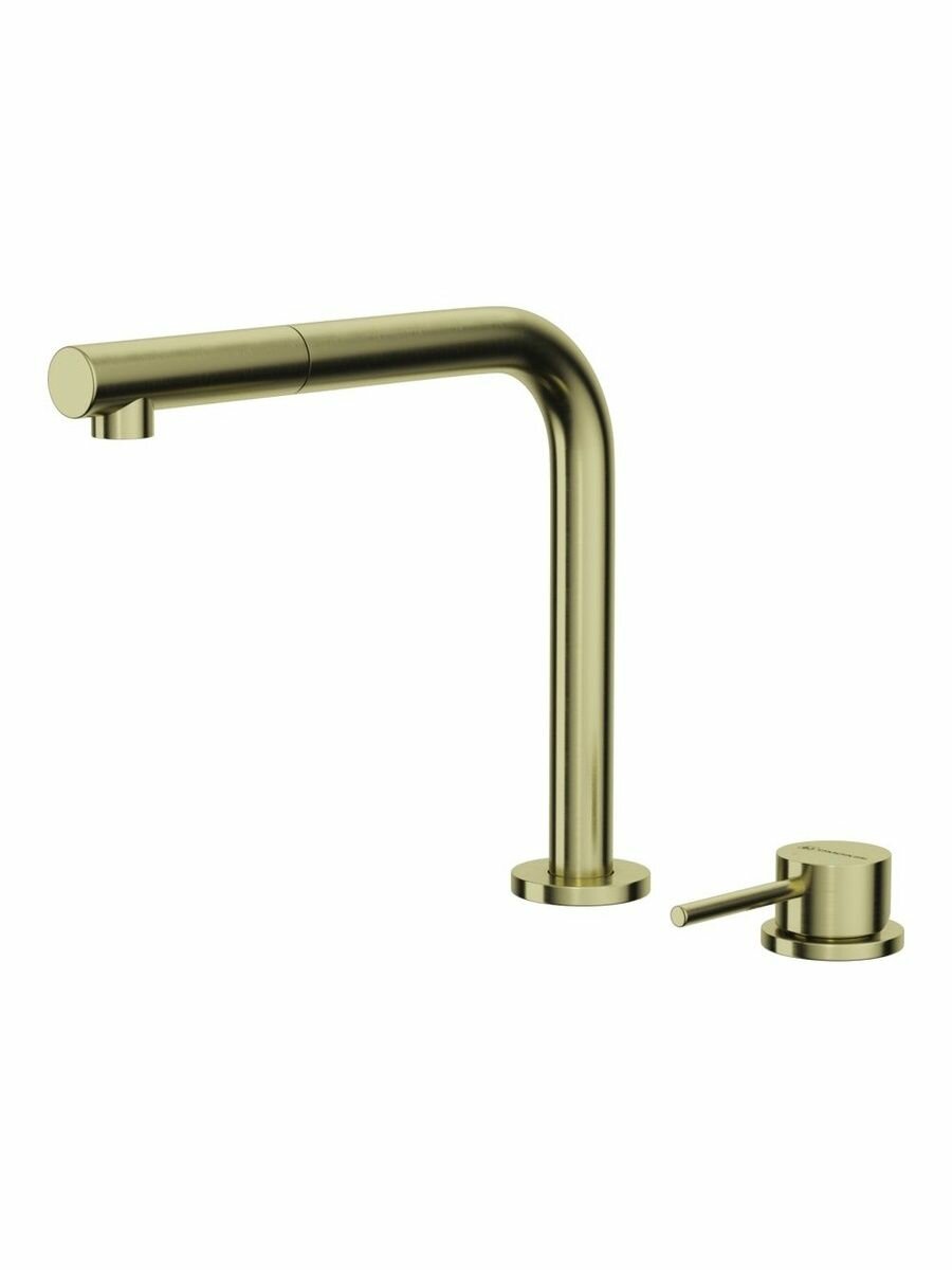 Смеситель для кухни OMOIKIRI Nara-S-LG для установки под окно/с вытяжным изливом/светлое золото