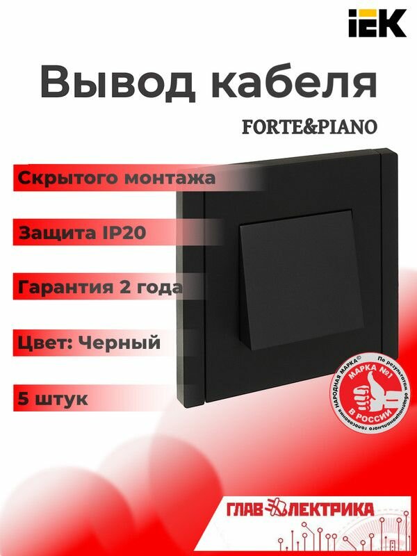 Вывод кабеля, FORTE&PIANO, цвет черный, производитель IEK, набор из 5 штук